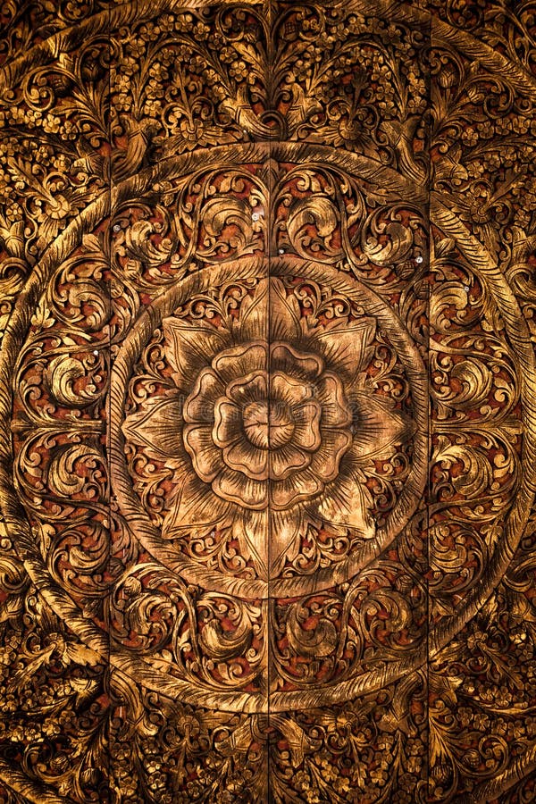 Traditional Thai Lanna Style Wood Carving at Ho Kham Stock Image ...