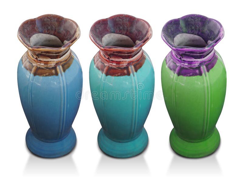 Antique Three Ceramic Vases on White Background, Object, Decor, Fashion ...