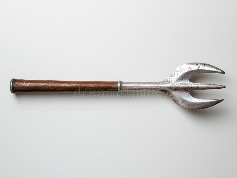 Antique Three-pronged Meat Fork with Wooden Handle Stock Illustration ...