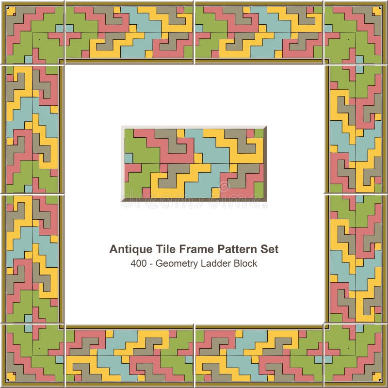 Antique Tile Frame Pattern Set_400 Geometry Ladder Block Stock Vector ...