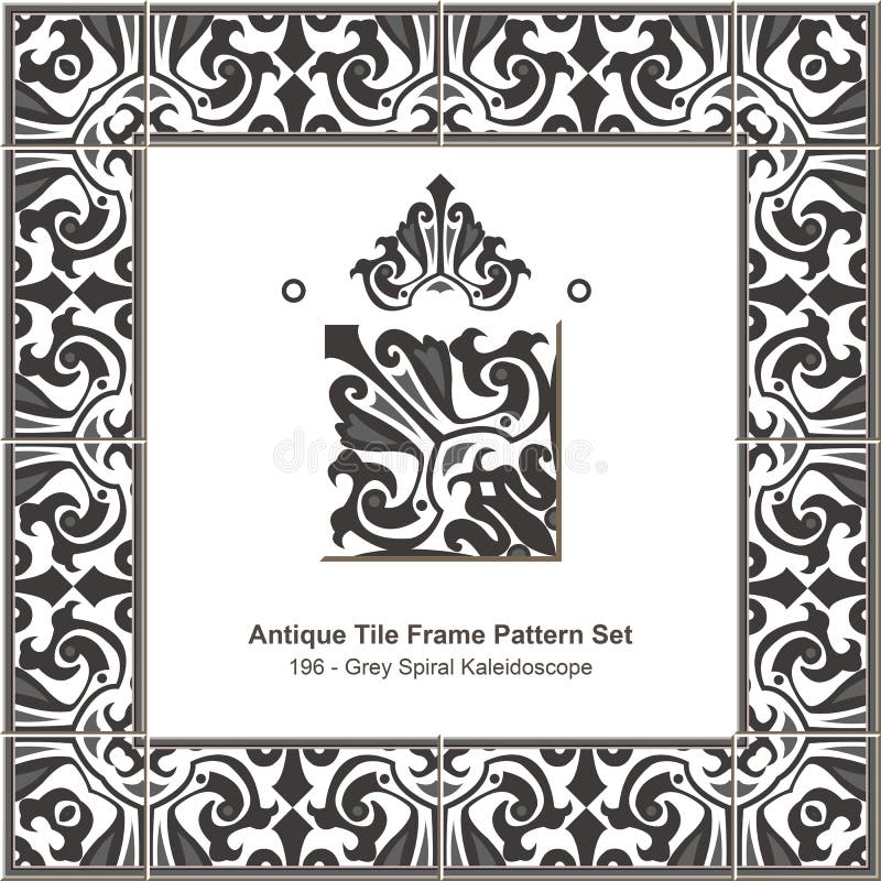 Antique Tile Frame Pattern Set_196 Grey Spiral Kaleidoscope Stock ...