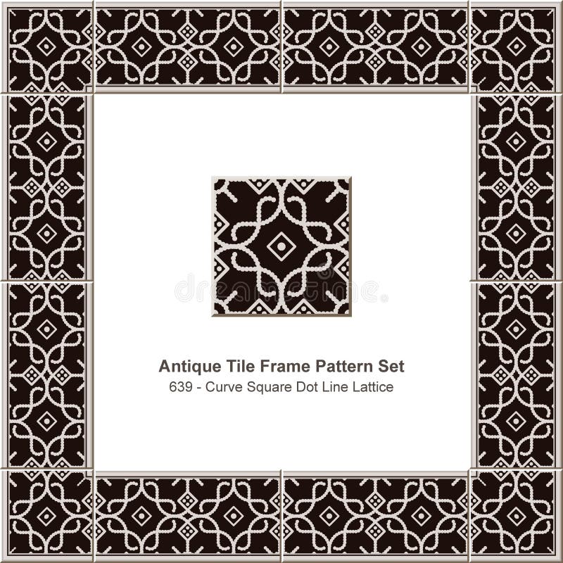 Antique Tile Frame Pattern Set Curve Square Dot Line Lattice Stock ...
