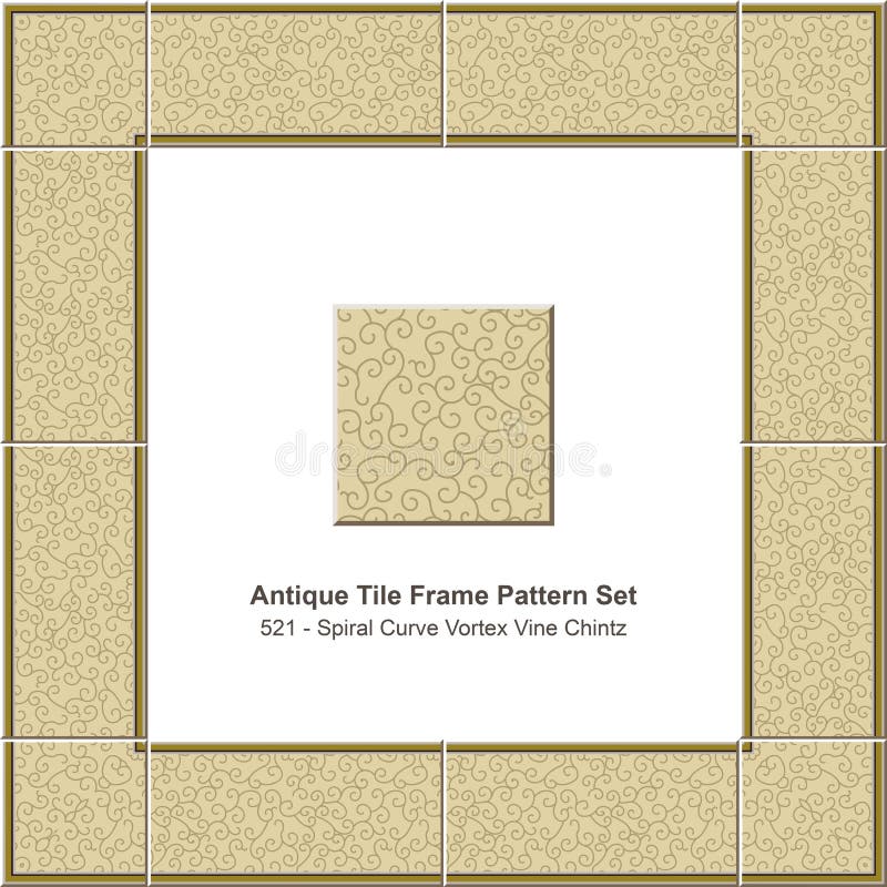 Antique Tile Frame Pattern Set Spiral Curve Vortex Vine Chintz Stock ...