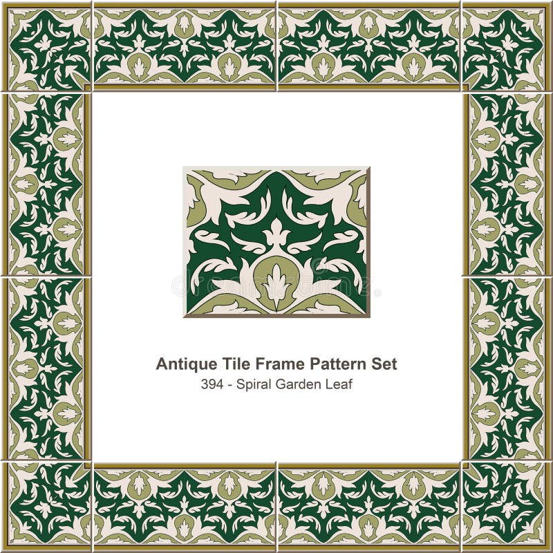 Antique Tile Frame Pattern Set_394 Spiral Garden Leaf Stock Vector ...