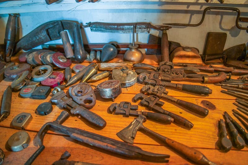 Antique Tool Collection Closeup Stock Image - Image of assortment ...