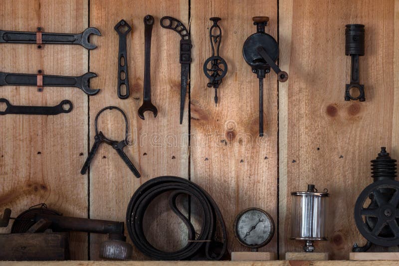 Antique Tool Display stock photo. Image of grunge, woodworking - 125293180