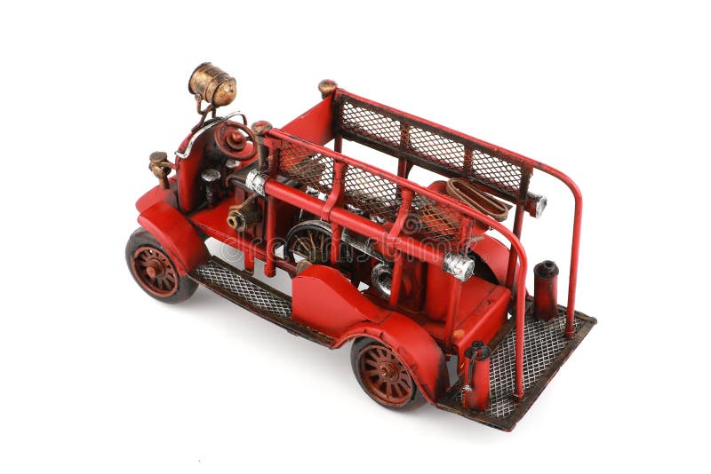 Antique Fire Truck Model On White Background Stock Image - Image of ...