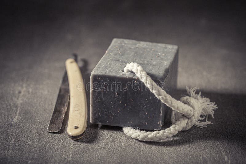 Antique and Traditional Shaving Tools with Razor and Soap Stock Image ...