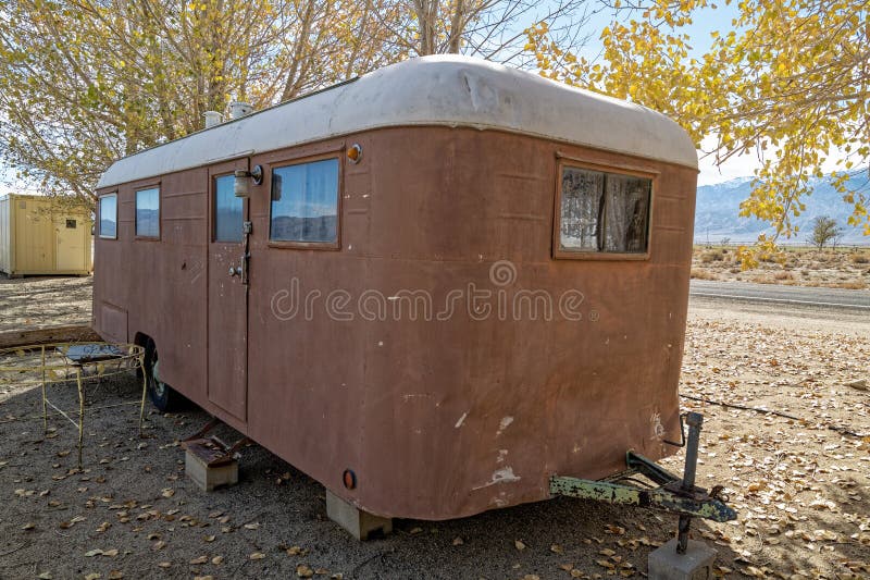 An Antique Trailer Parked by the Side of the Road in Nevada, USA Stock ...