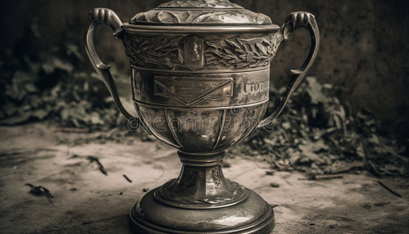Antique Trophy on Rustic Table, Symbol of Success and Celebration ...