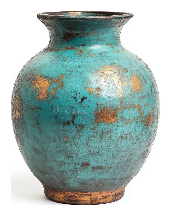 Antique Turquoise Ceramic Vase with Rustic Patina Stock Image - Image ...