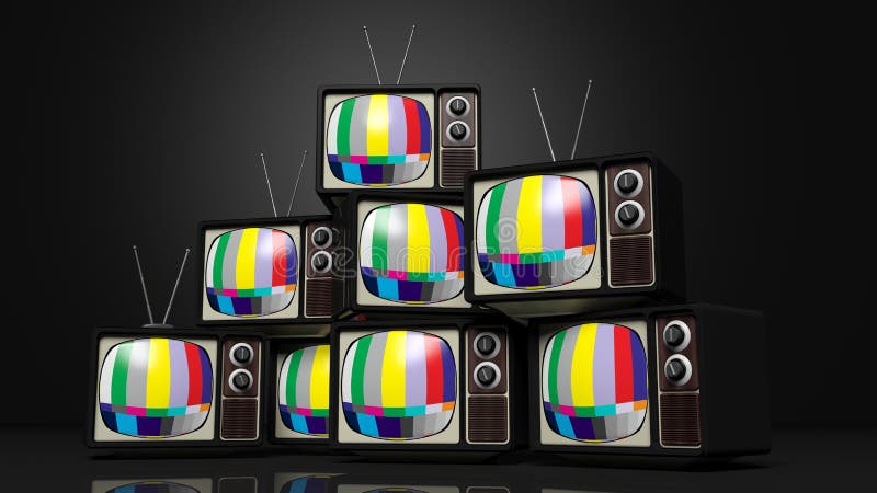 Stack of old color TV stock illustration. Illustration of channel ...