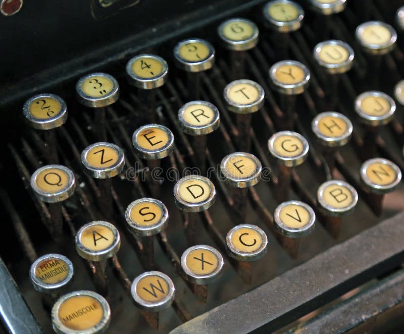 Antique Typewriter with White Keys Stock Image - Image of journalist ...