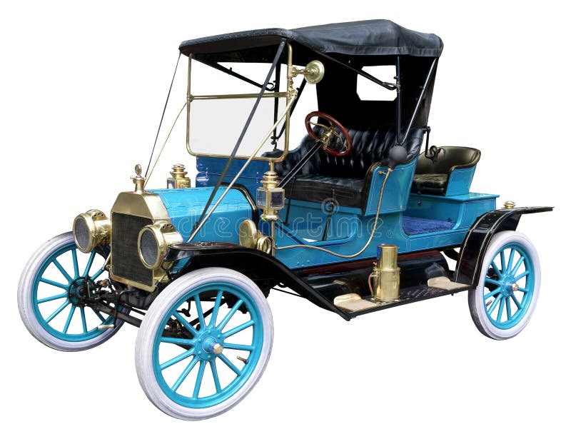 Antique Vintage Blue Automobile Against White Stock Image - Image of ...