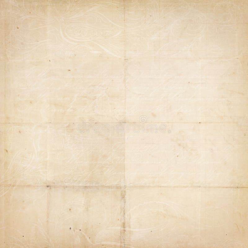 Antique Vintage Folded Textured Paper with Script Stock Photo - Image ...