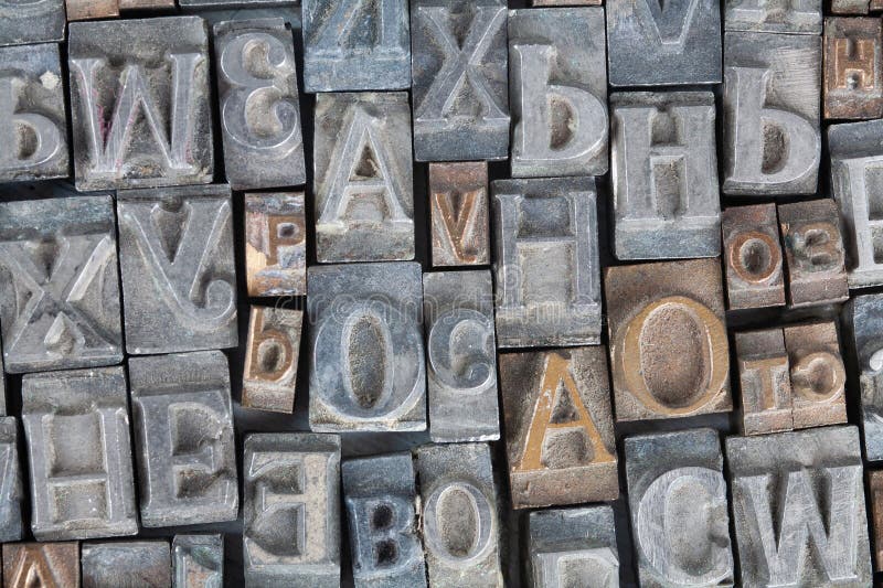 Antique Vintage Movable Type Alphabet Set Stock Image - Image of ...
