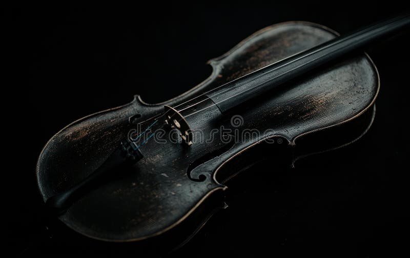 Antique Violin on Black Background Stock Illustration - Illustration of ...