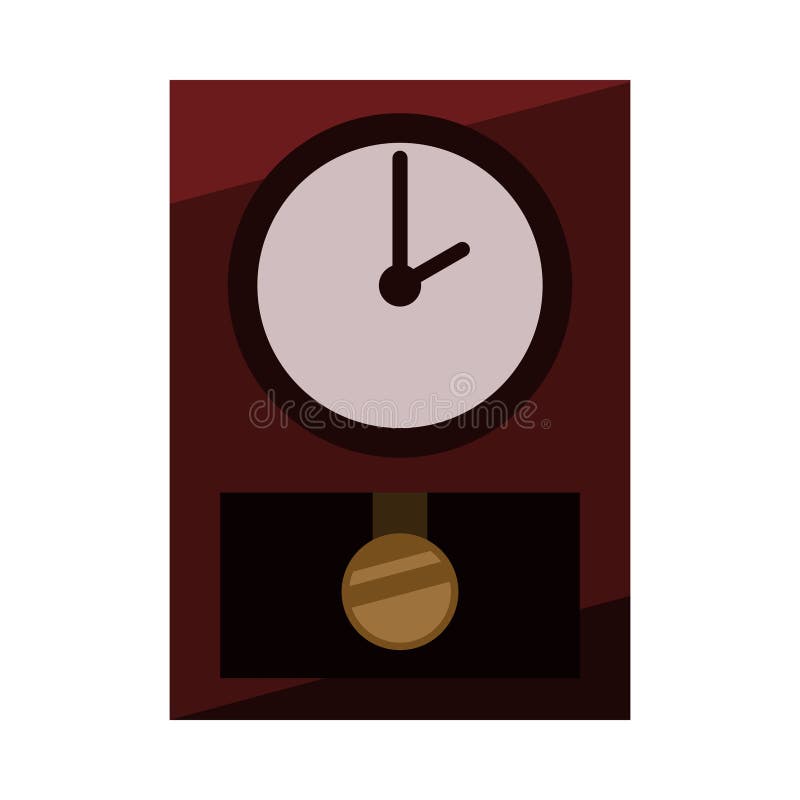 Antique Wall Clock in Flat Design Style. Showing Two O Clock. Vector ...