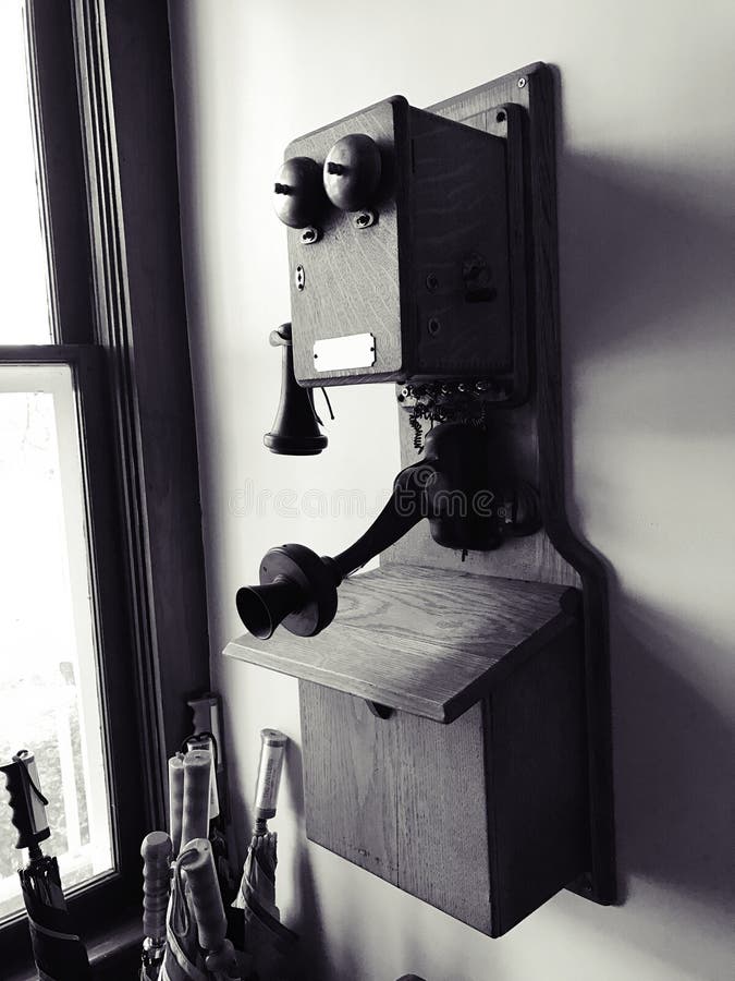 Antique wall telephone stock photo. Image of vintage - 90968542