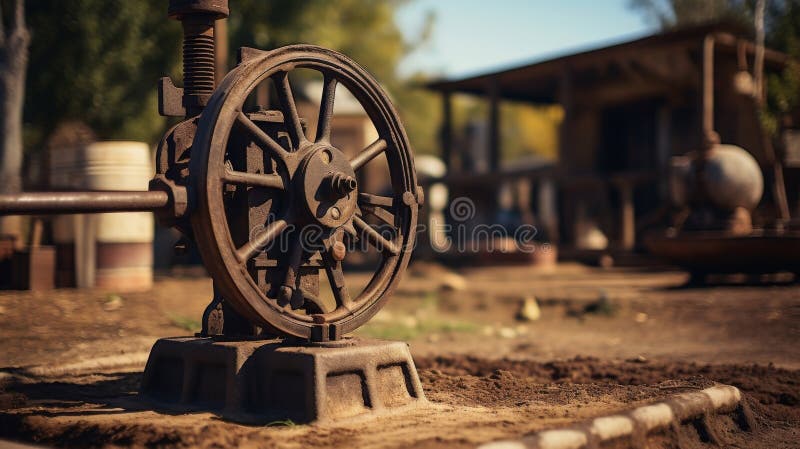 Antique Water Pump with Crank Handle Stock Illustration - Illustration ...