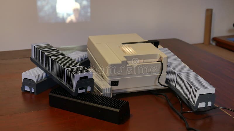 Antique White Slide Projector Seen from the Side, from Above with the ...