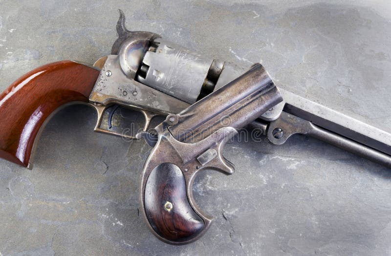 Antique Wild West Pistols stock image. Image of barrel - 195439777