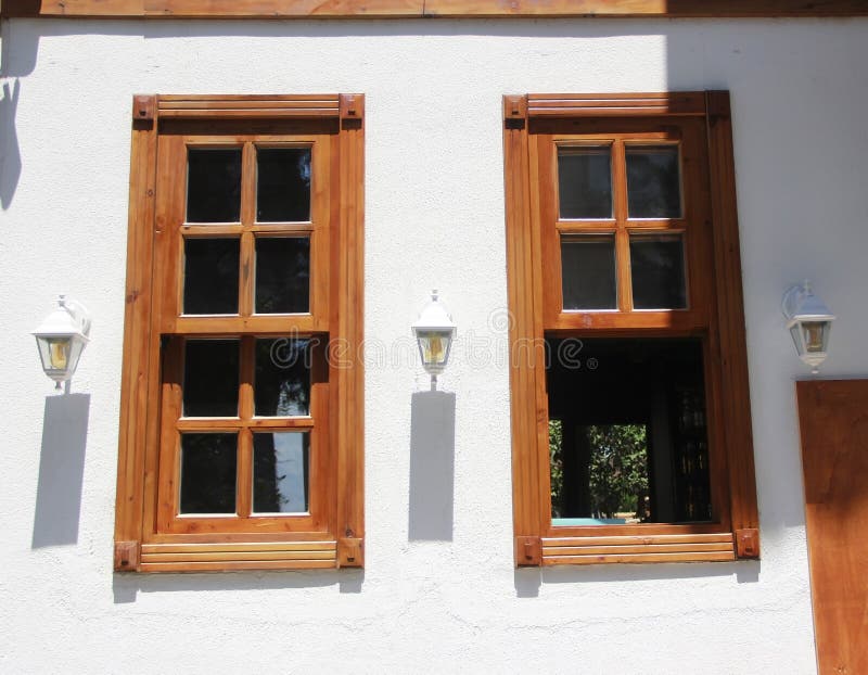 Antique Windows in the Wall of the Building Stock Photo - Image of hole ...