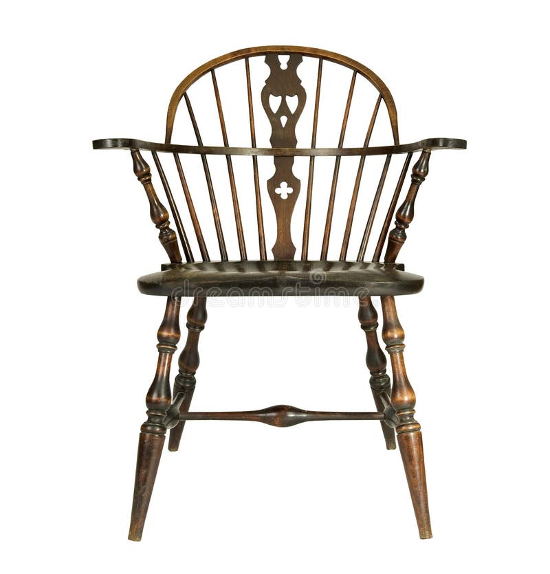 Antique Windsor Chair Isolated Stock Photo - Image of windsor, side ...