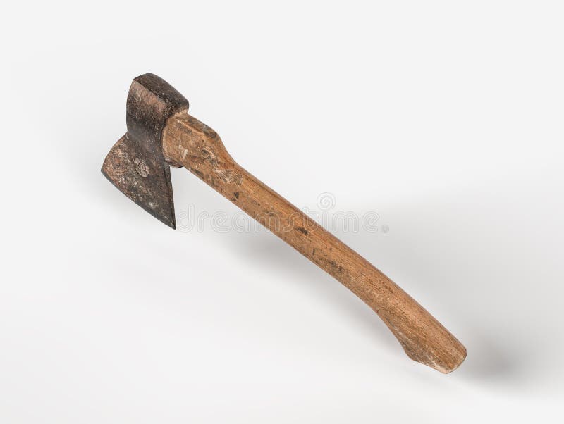 Antique Woodcutter S Axe on White Background, Top View Stock ...