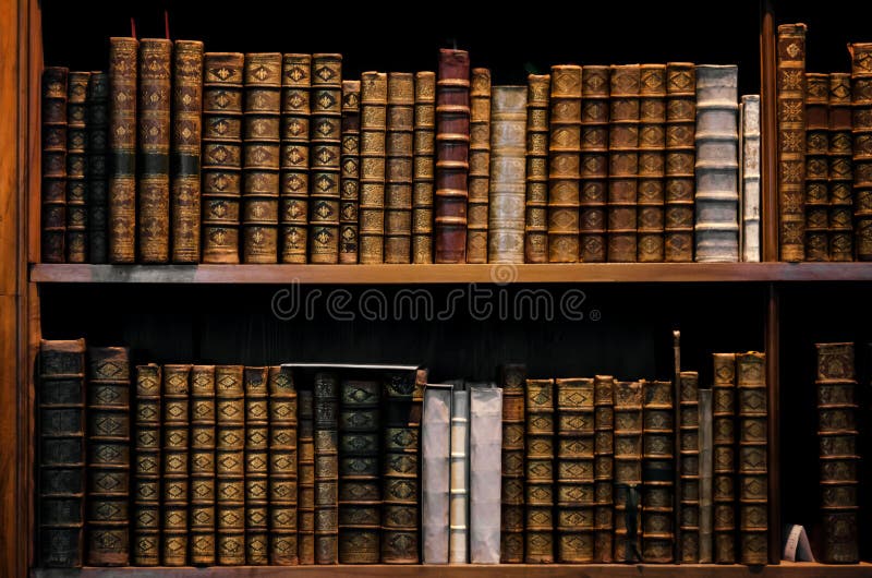 Antique wooden bookshelf stock photo. Image of literature - 97746242