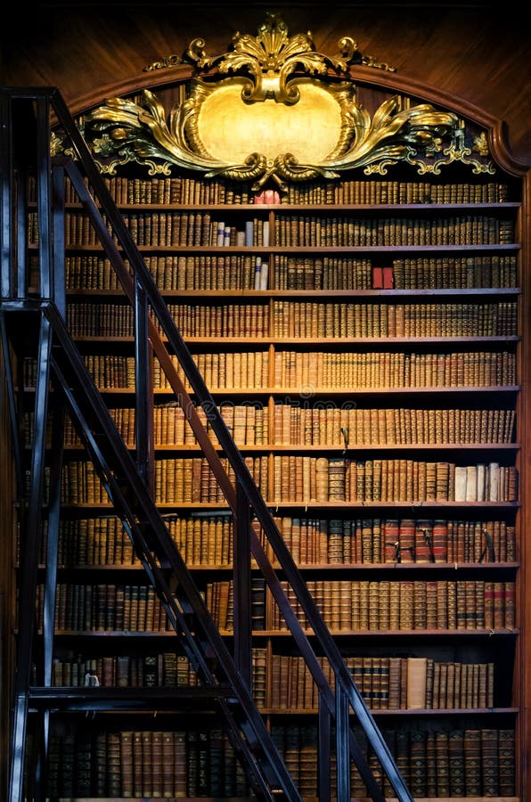 Antique wooden bookshelf stock image. Image of library - 97746193