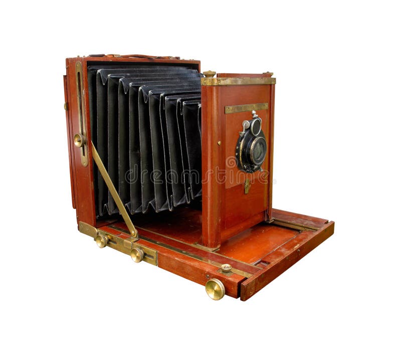 Antique Wooden Camera Isolated. Stock Image - Image of film, vintage ...