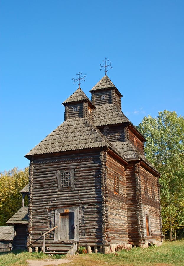 Antique wooden church stock image. Image of kiev, country - 16518529