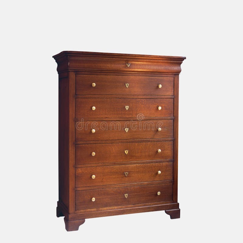 Antique Wooden Commode Isolated on White Stock Image - Image of ...