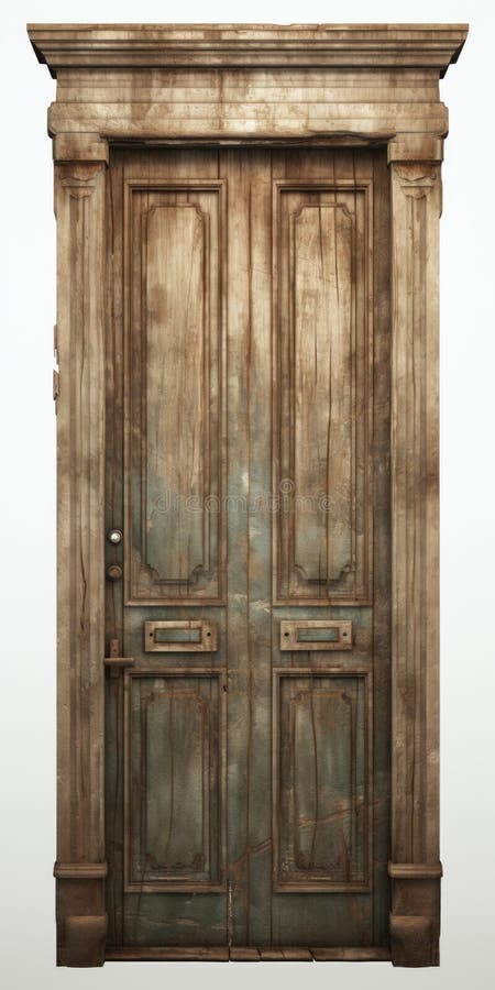 Antique Wooden Door with Post-apocalyptic Style Stock Illustration ...