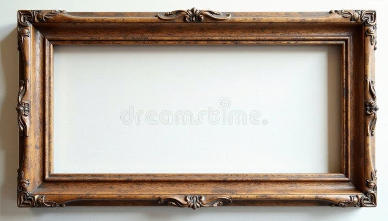 Antique Wooden Frame, Long, Narrow, Horizontal, Canvas Cutout , Narrow ...