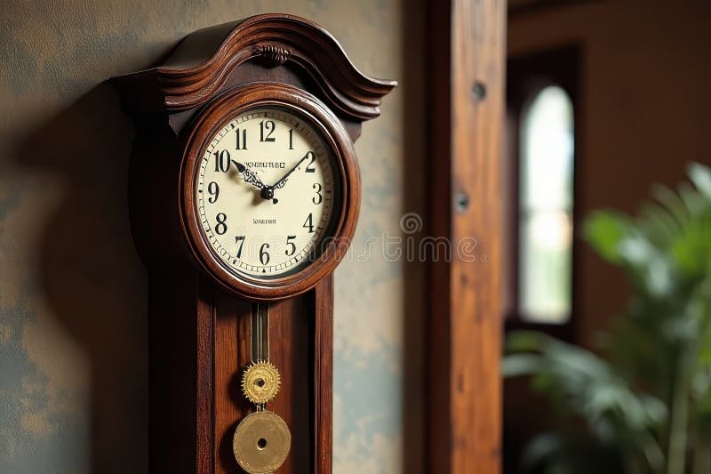 Antique Wooden Framed Vintage Wall Clock Stock Illustration ...
