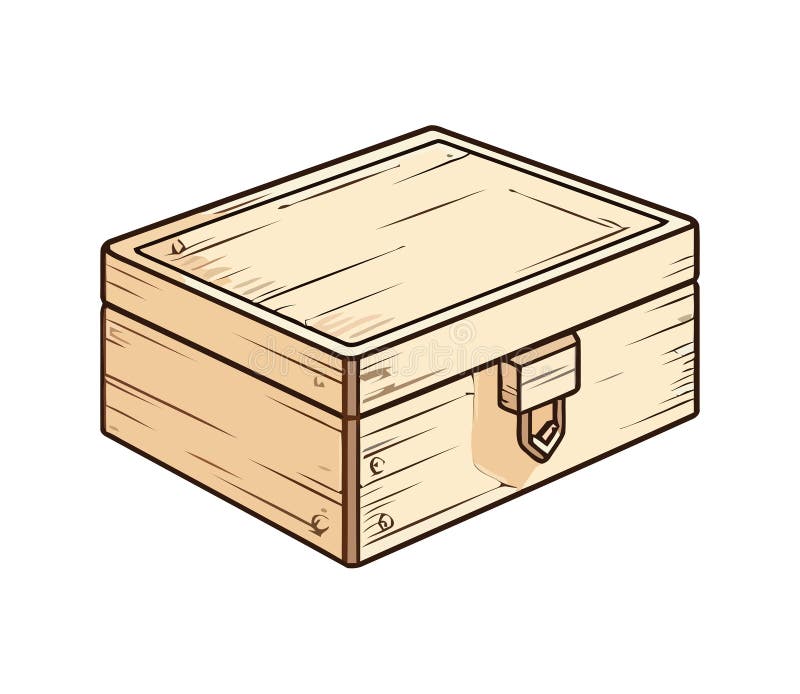 An Antique Wooden Suitcase with a Lock Stock Vector - Illustration of ...