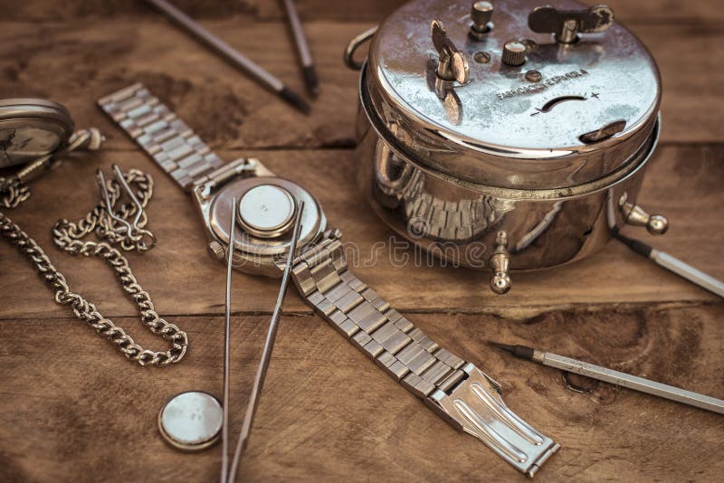 Watchmaker table stock image. Image of clockmaker, tools - 877655