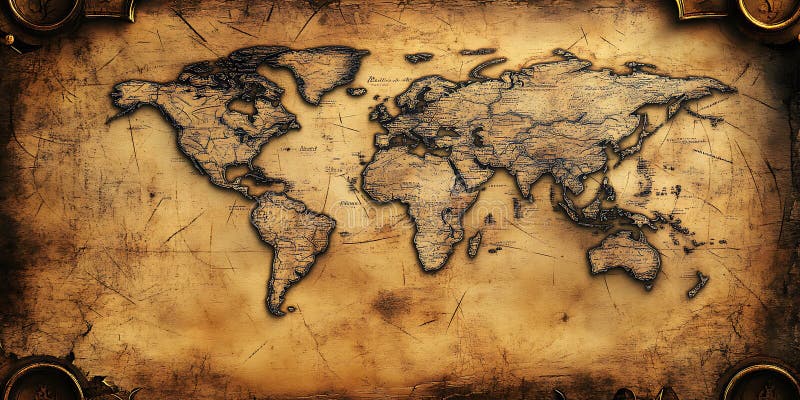 Antique World Map Background Texture Stock Illustration - Illustration ...
