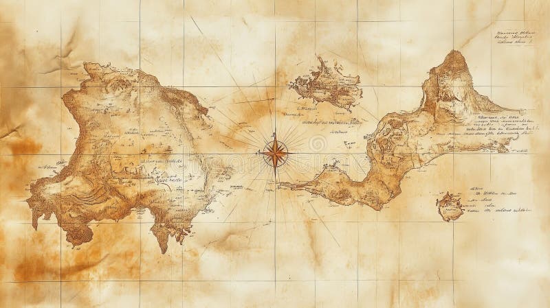 Antique World Map with Compass Rose and Distressed Texture Stock ...