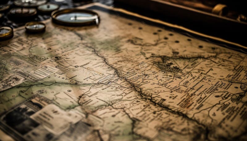 Antique World Map on Dirty Paper, Selective Focus on Topography ...