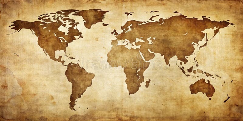 Antique World Map Illustration on Aged Paper Texture. Generative AI ...