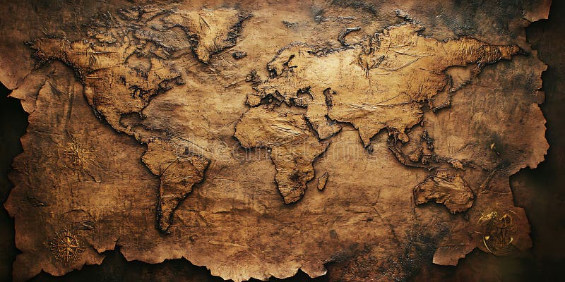 Antique World Map Texture: Vintage Background Image Stock Illustration ...