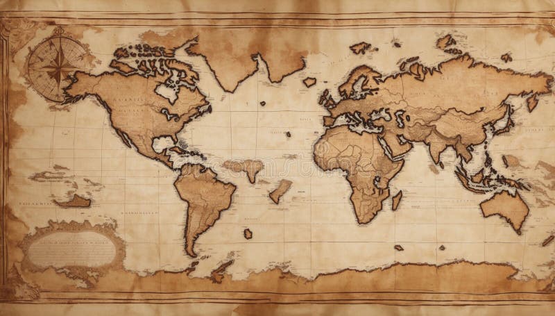 Antique world map stock illustration. Illustration of floor - 297112885