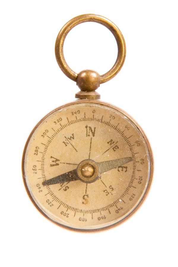 Antique Worn and Faded Old Brass Compass Stock Photo - Image of ...