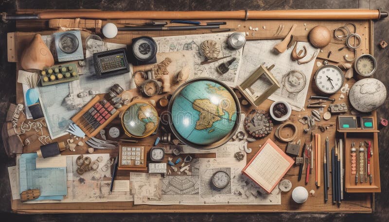 Antique Wrench on Old Wooden Desk, a Timeless Work Tool Generated by AI ...