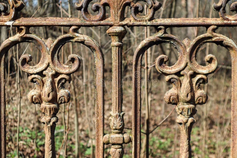 Antique Wrought Iron Fence Close-up Stock Photo - Image of iron ...