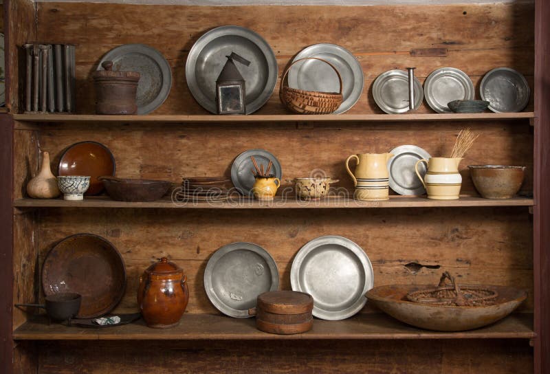 Old Time Kitchen Farm Pantry Stock Image - Image of shelves, country ...