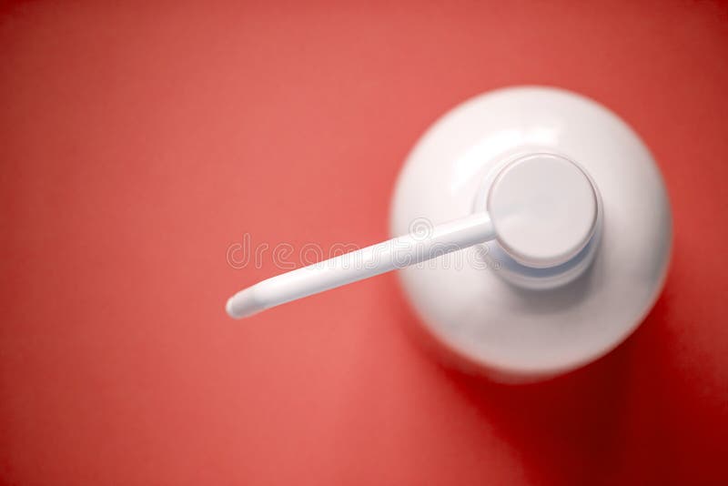 Antiseptic Solution on Red Background and Copy Space Stock Image ...